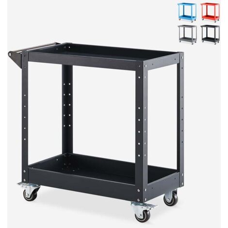 Chariot porte-outils en métal 2 étagères pour atelier garage Kerey - Noir