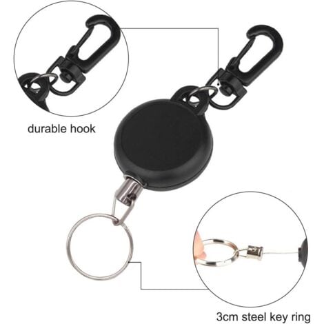 2 Pcs 60Cm Porte-Clés Rétractable, Câble D'Acier, Porte Clé Retractable ...