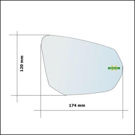 Vetro specchio adesivo asferico lato guidatore per audi q2 (gab) dal 2016