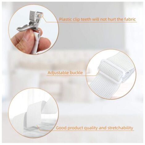 Lot de 4 Tendeur Drap Housse Réglable (65cm à 200cm), Fixation Attache ...