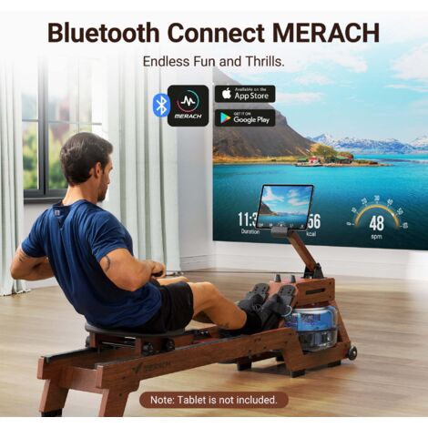 MERACH Wood Rowing Machine for Home, with 6 Levels of Water Resistance ...