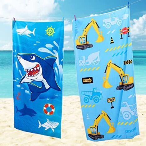 CSPARKV Strandtuch für Kinder mit LKW-Motiv – 70 x 150 cm, sandfreies ...