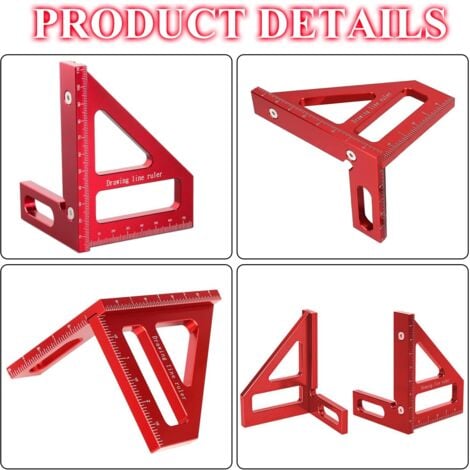 Winkelmesser für die Holzbearbeitung, 3D-Gehrungswinkel – 45 bis 90 Grad Winkelmarkierung ...