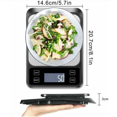Báscula de cocina de precisión recargable por USB, báscula de cocina ...