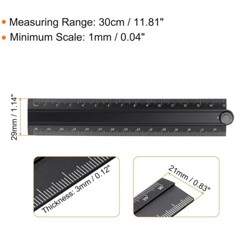 Juego de 2 reglas rectas plegables de 30 cm en aleación de aluminio ...