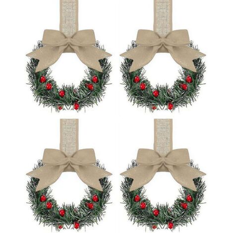 Juego de 4 coronas navideñas para armarios de cocina con cinta, mini ...