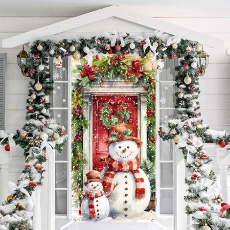 Adorno navideño de muñeco de nieve para puerta, decoración navideña ...