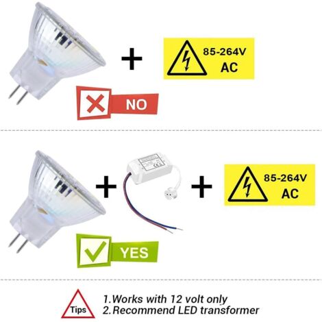 Ampoules LED MR11 GU4 12V, Blanc Froid 6000K, 4W Equivalent à 40W lampe ...