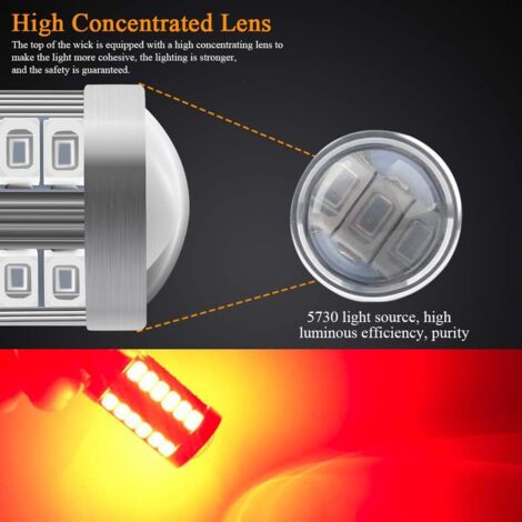 4 X 1157 BAY15D LED Ampoule Rouge Super Brillant 6000K 5630 33 SMD ...