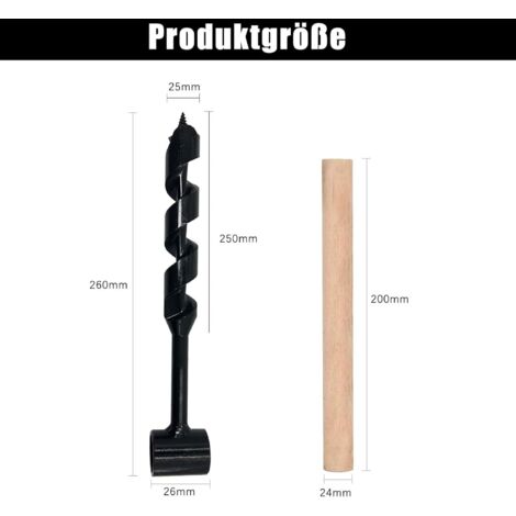 25x260mm Erdbohrer Hand, Handbohrer Holz, Bushcraft Bohrer, Bushcraft ...
