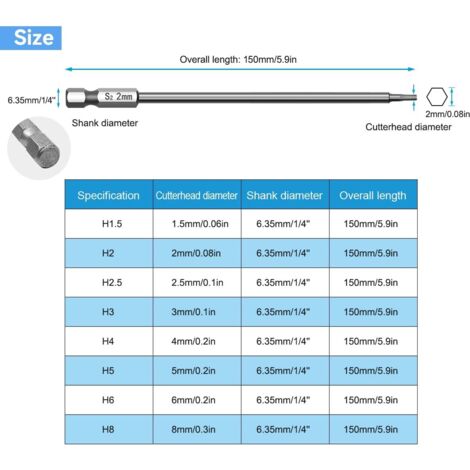8 Stück Torx Bit Lang, 150mm Set, 1/4" Hexagon Innensechskant ...