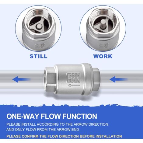 1 check valve, 1" BSP female 304 stainless steel vertical in-line ...