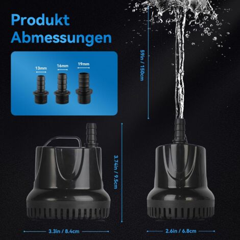Mini Aquarium Pump, 25W 1200L/H Submersible Water Pump Fountain Pump ...