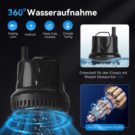 Mini Aquarium Pump, 25W 1200L/H Submersible Water Pump Fountain Pump ...