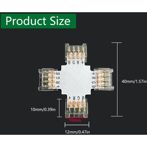 RGB SMD LED Strip connecteurs,20pcs 4-pin 8mm Gapless soudure sans ...
