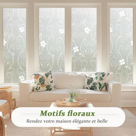 Film Fenetre Anti Regard à Motif Floral, Film Electrostatique Vitre Non ...