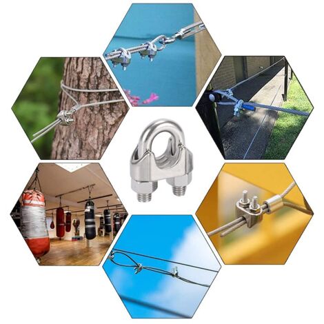 16 Pièces Serre Cable Acier M6 Serre Cable Inox 304 U Boulon Clip de ...