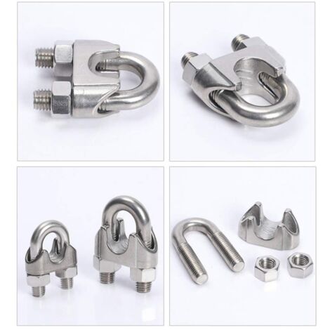 16 Pièces Serre Cable Acier M6 Serre Cable Inox 304 U Boulon Clip de ...