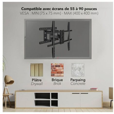 Support TV Mural - Articulé - Noir - Écrans 55 à 90 pouces ...