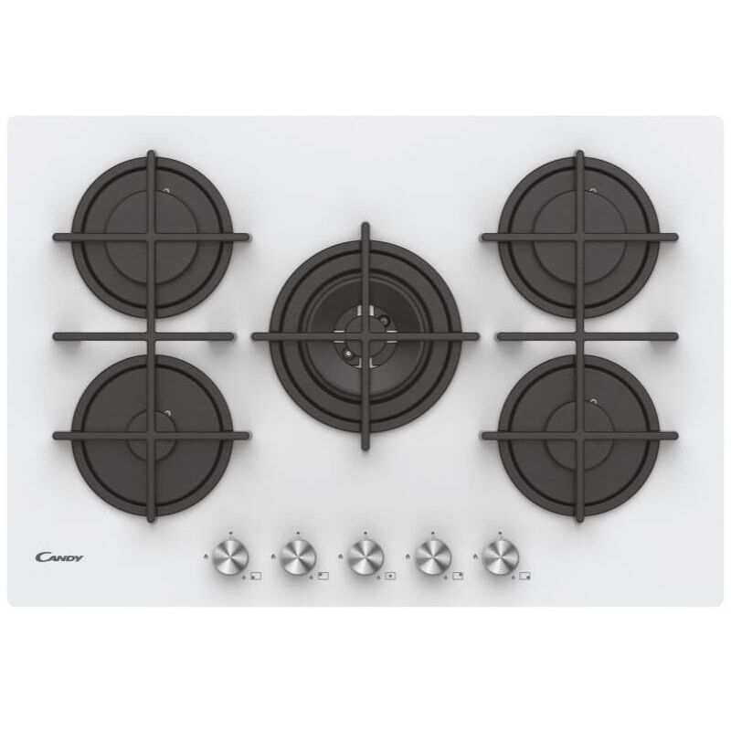 Candy CVG74WPW Einbaukochfeld 75cm 5 Gasbrenner weiß