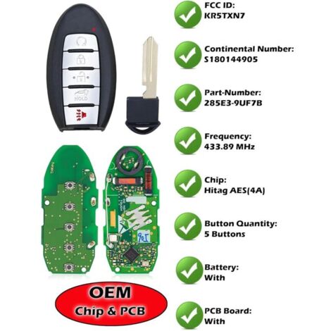 ZVD- 5 Tasten Keyless Entry Remote Key Fob Smart Key für Nissan Murano ...