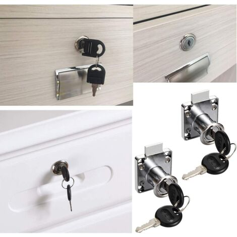 Office Drawer Lock, 2 Pcs Cabinet Lock Zinc Alloy Cylindrical Cam Lock ...