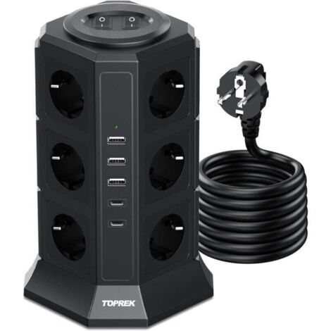 Multipresa con 2 interruttori, 12 prese, 3 porte USB A e 2 porte USB C ...