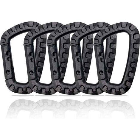 Confezione da 5 moschettoni in plastica a forma di D da 8,355 cm