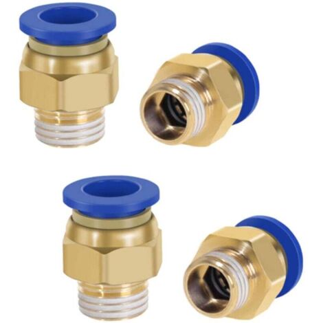 Juego de 4 racores neumáticos de 1/4" a 12 mm - Para conexión de aire ...