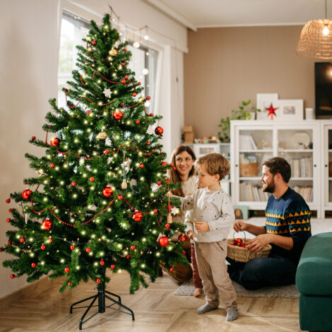 Wolketon Árbol de Navidad Abeto Agujas con Soporte 150cm Flocaje ...