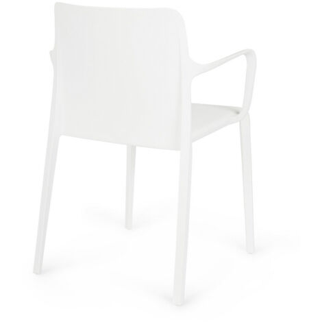 Ensemble de 4 chaises de salle à manger en acier et polypropylène blanc