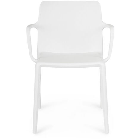 Ensemble de 4 chaises de salle à manger en acier et polypropylène blanc