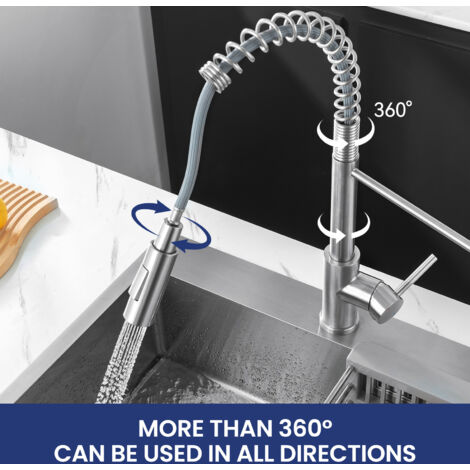 AURALUM MAX Rubinetto cucina con doccetta estraibile, miscelatore da ...