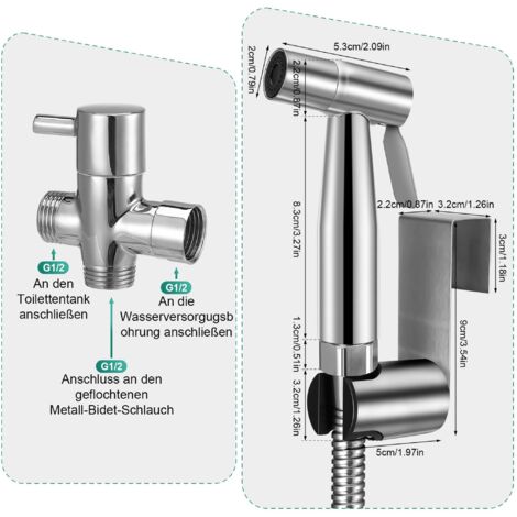 Handbrause Bad Bidet für Bidet Armaturen WC mit G1/2" Ventil,Toilette ...