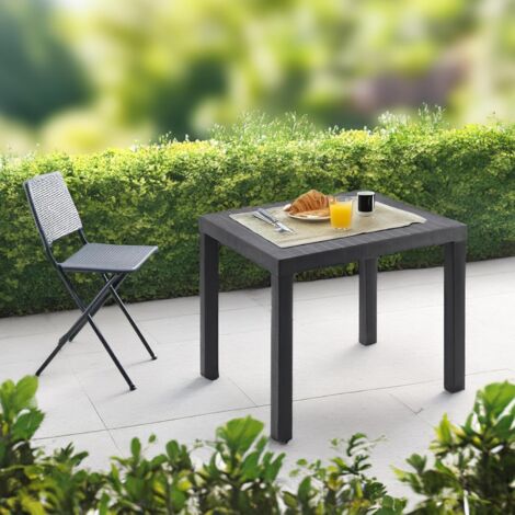 Kunststoff Gartentisch rechteckig 78 x 65 cm - anthrazit - Campingtisch ...