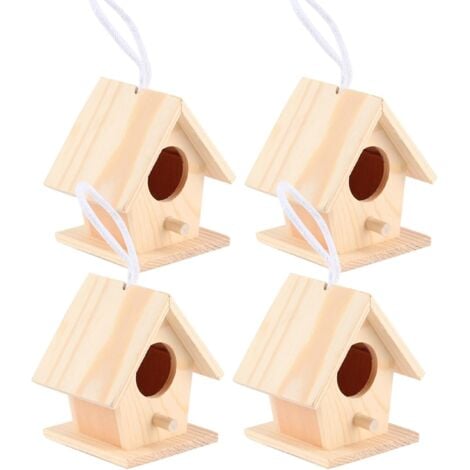 Mini Nichoir en Bois à Suspendre, 4 Nids D'oiseaux Pour L'extérieur ...
