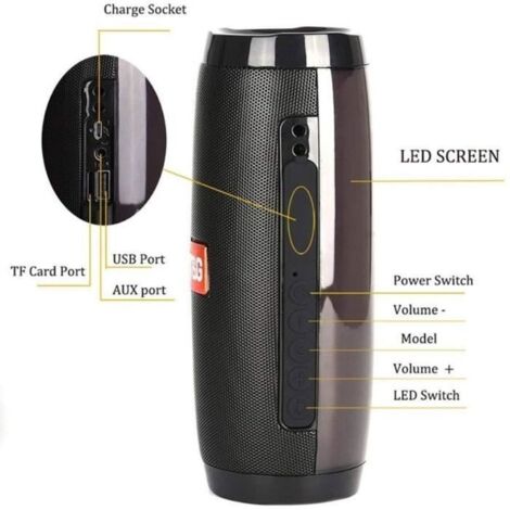 Enceinte Bluetooth Portable - Sans fil - Caisson de basse 10W - LED ...