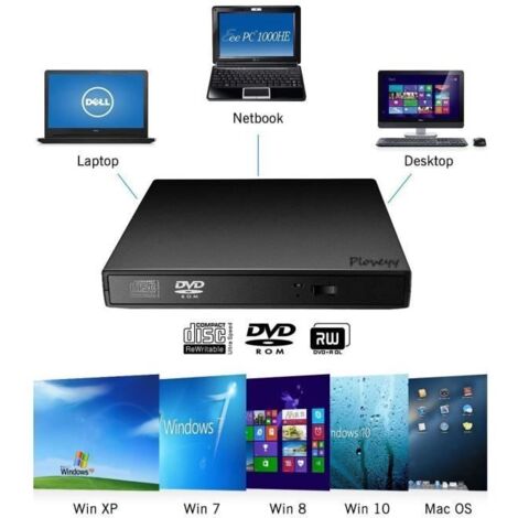 CD-DVD Externe USB 2.0 pour PC portable pour Windows 2000 / XP / Vista ...