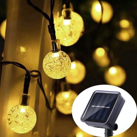 Guirlande lumineuse solaire d'extérieur, 30 LED, cristal blanc chaud, 8 ...