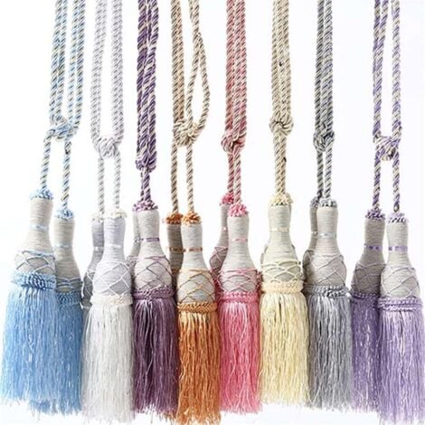 Embrasse de rideaux à pompons pour décoration de fenêtre, 2 pièces (E)