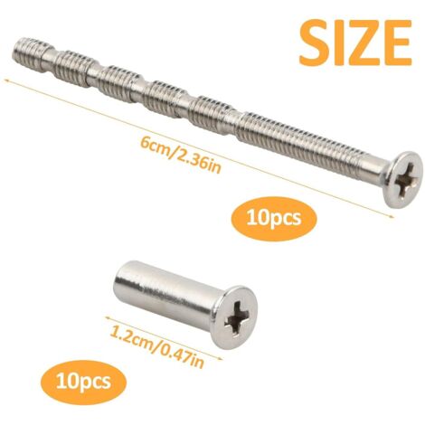 10 Pièces Vis de Connexion avec Boulon Kit, Acier Inoxydable Vis ...