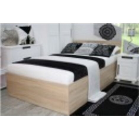 Lit double en bois 4D en chêne sonoma 160x200 CHÂSSIS LIBRELit double ...