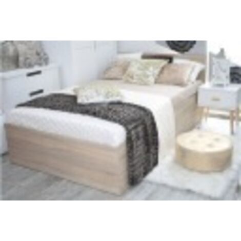 Lit double en bois 4D en chêne sonoma 160x200 CHÂSSIS LIBRELit double ...