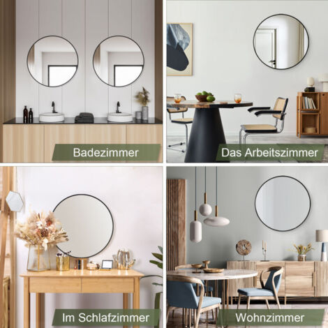 Miroir rond cadre noir aluminium mat 50cm de salle de bain elegant ...