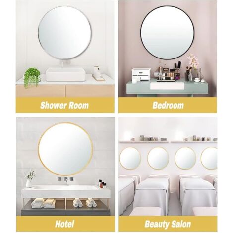 Miroir rond cadre noir aluminium mat 50cm de salle de bain elegant ...