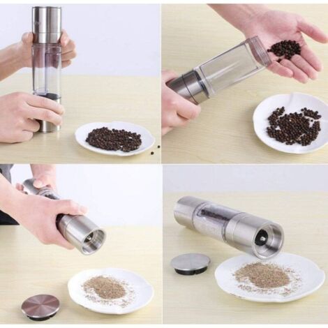 Moulin à poivre manuel 2 en 1 en acier inoxydable - Réglage de la ...