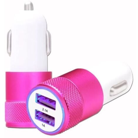 Chargeur Allume-Cigare USB Rose de voiture Double Ports Ultra Rapide ...