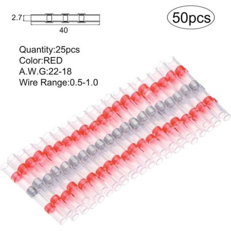 50pcs imperméable à l'eau thermorétractable soudé anneau d'étain tube ...