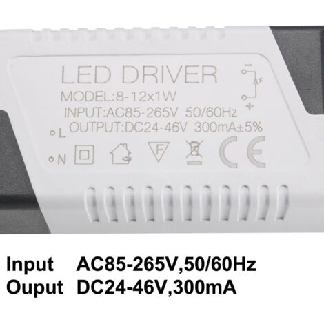 2Pcs 8-12W Constant Current 300mA Haute Power LED Driver DC Connecteur ...
