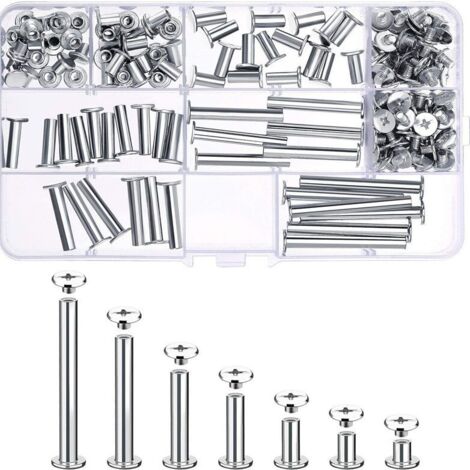 Kit Vis Chicago Métal (80 Pièces) - 7 Tailles, Boulons à Tête Ronde ...
